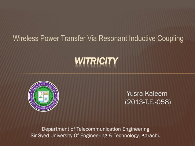 Wireless Electricity (WiTricity) | PDF | Physics | Science