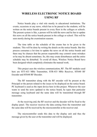 Wireless electronic notice board using rf | PDF