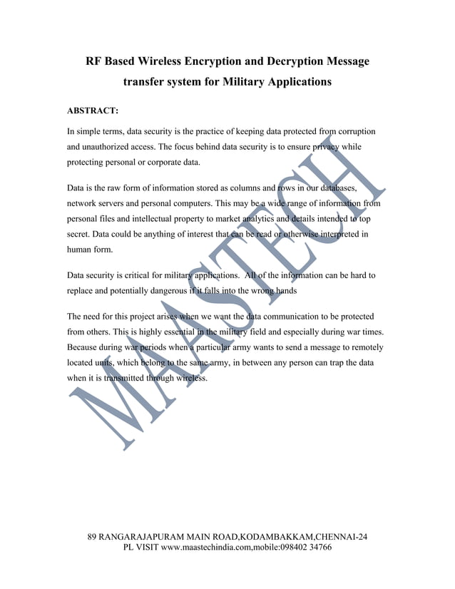 Final Year Projects Abstract Ece Wireless Encryption And Decryption Newwireless Encryption And