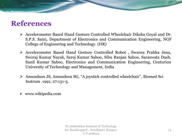 Wireless gesture controlled robot | PPT
