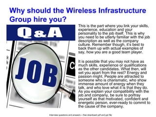 Wireless infrastructure group interview questions and answers | PPT