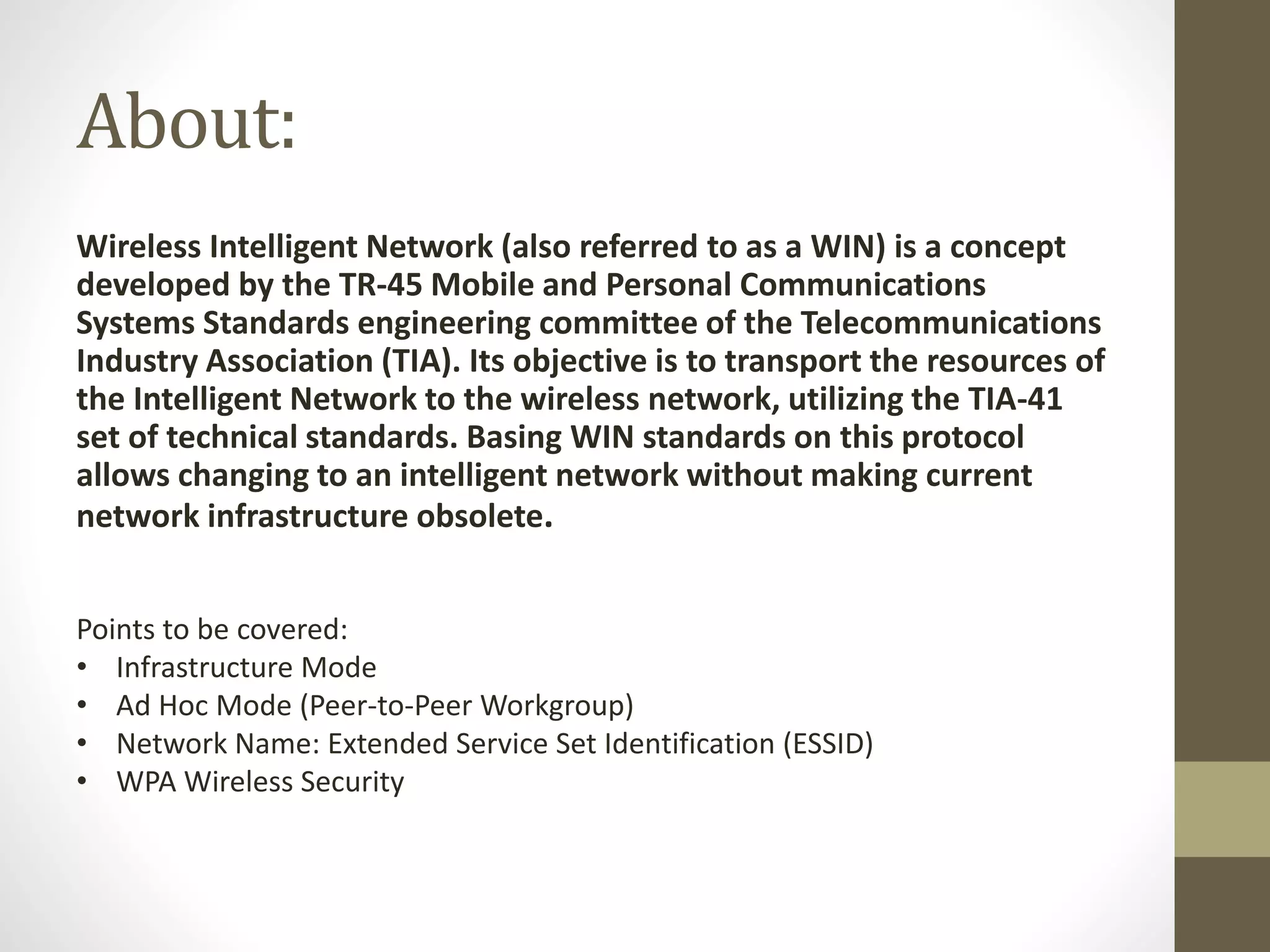 Wireless intelligent network | PPTX | Computer Networking | Computing