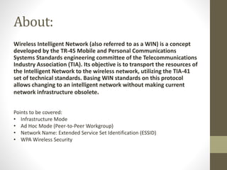 Wireless intelligent network | PPTX | Computer Networking | Computing