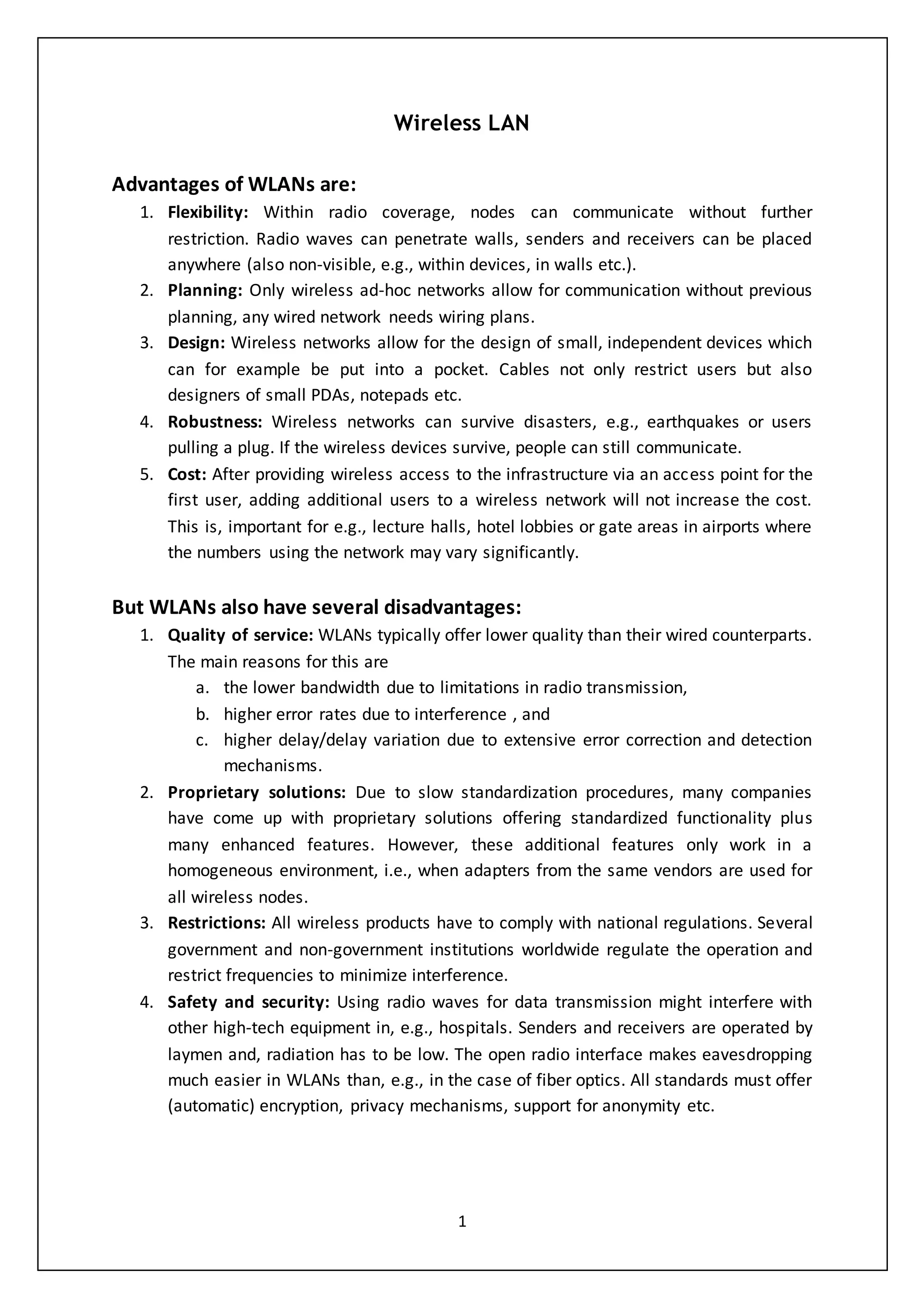 Wireless lan | DOCX | Computer Networking | Computing