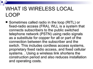 Wireless Local Loop | PPT