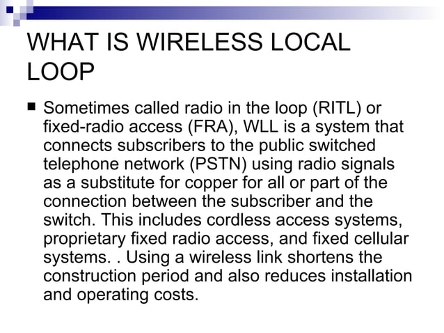 Wireless Local Loop | PPT