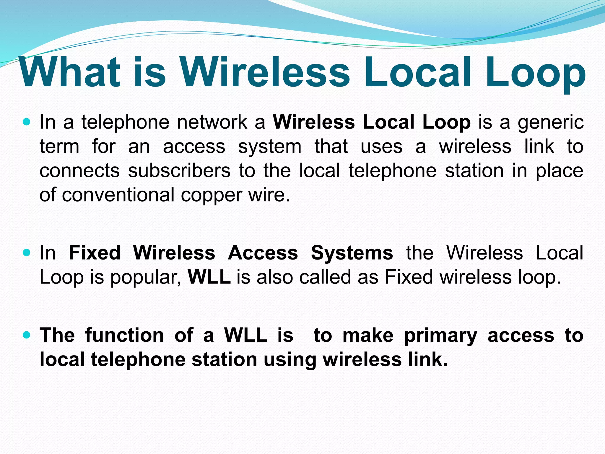 Wireless local loop | PPTX