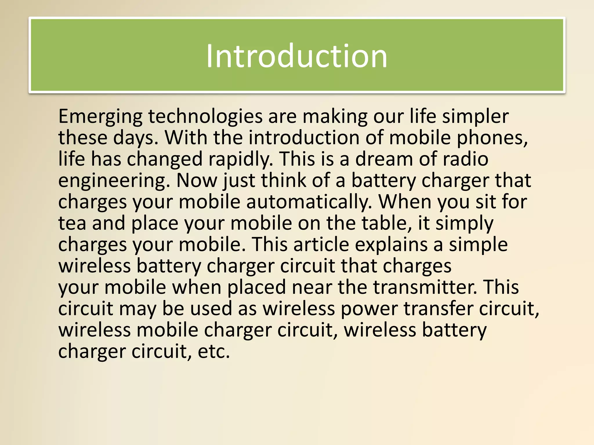 Wireless mobile battery charger | PPTX