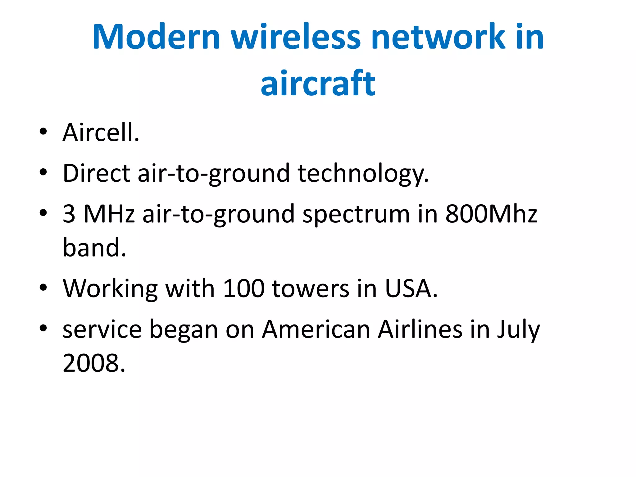 Wireless network in aircraft | PPTX