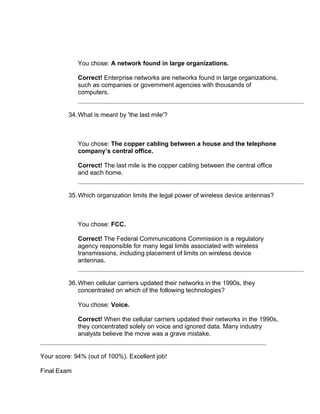 Wireless Networking Final Exam Results | DOC | Computer Networking ...