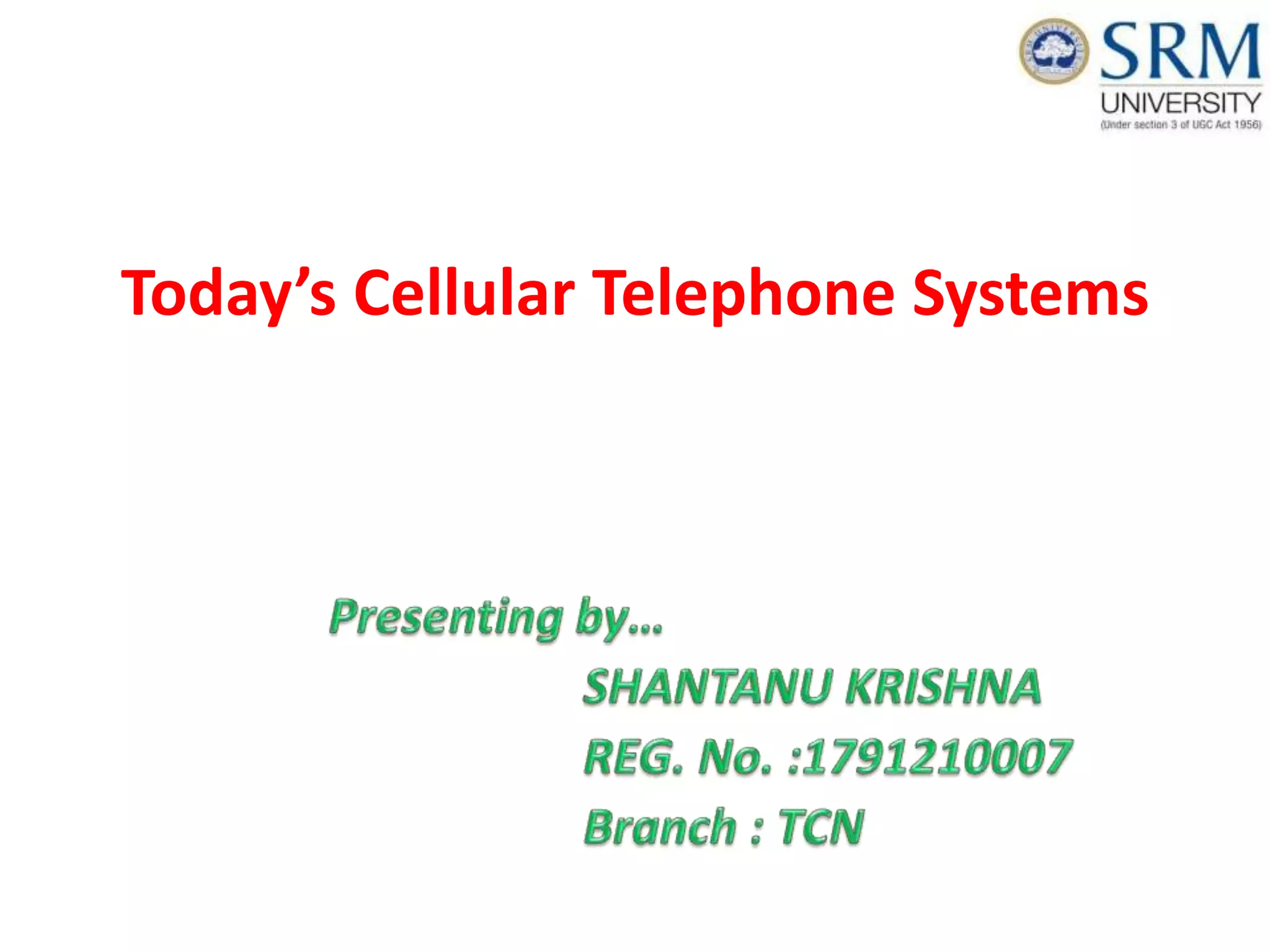 Cellular Telephone Systems | PPTX
