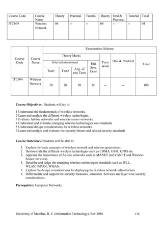 Wireless networks syllabus | PDF