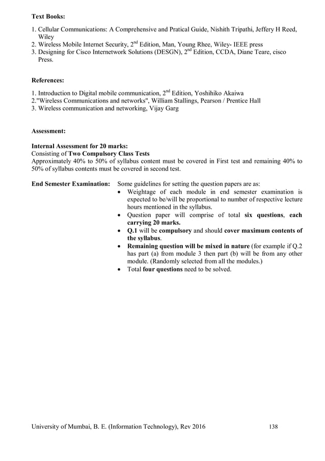 Wireless networks syllabus | PDF