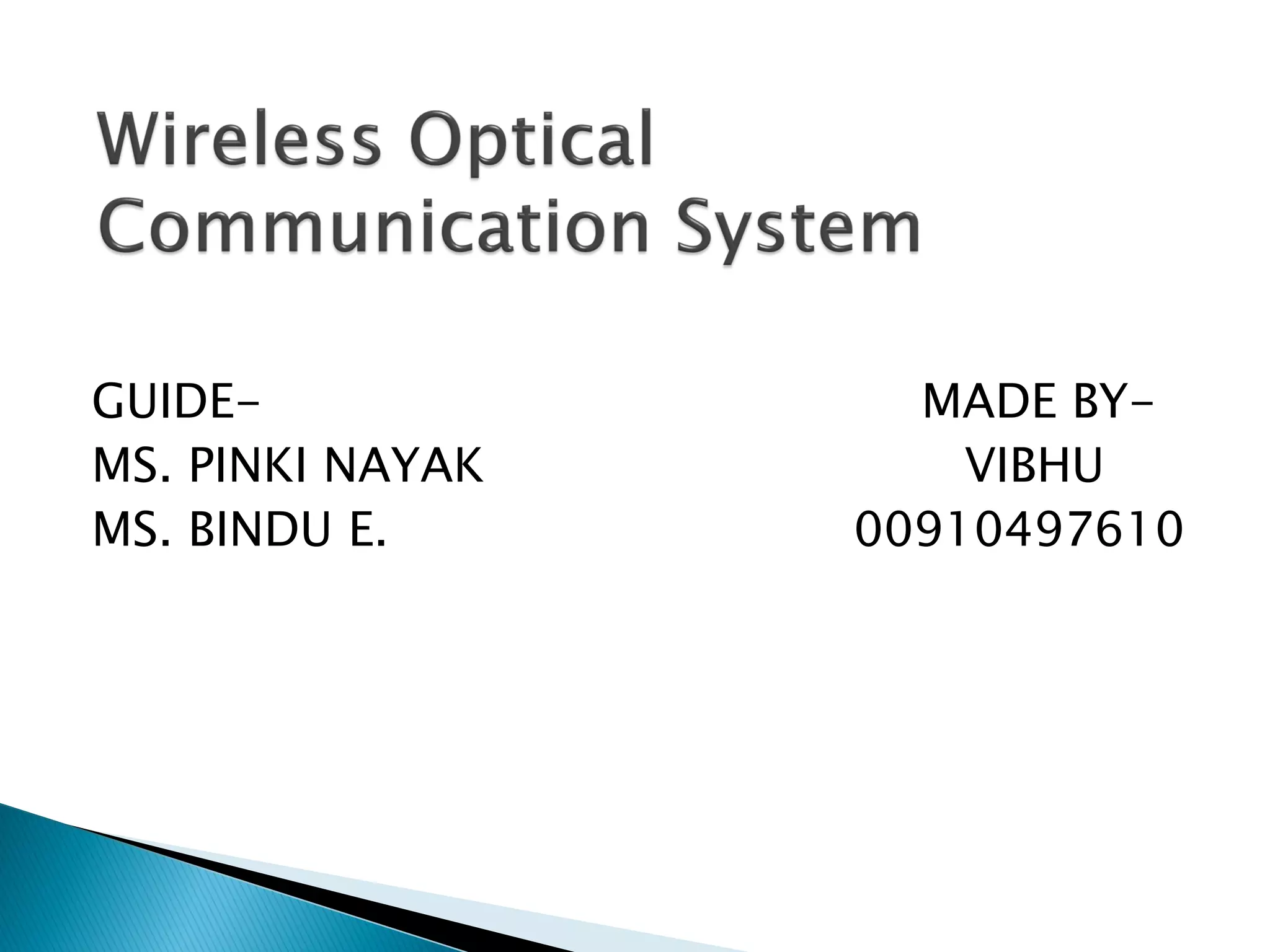 Wireless optical communication system | PDF
