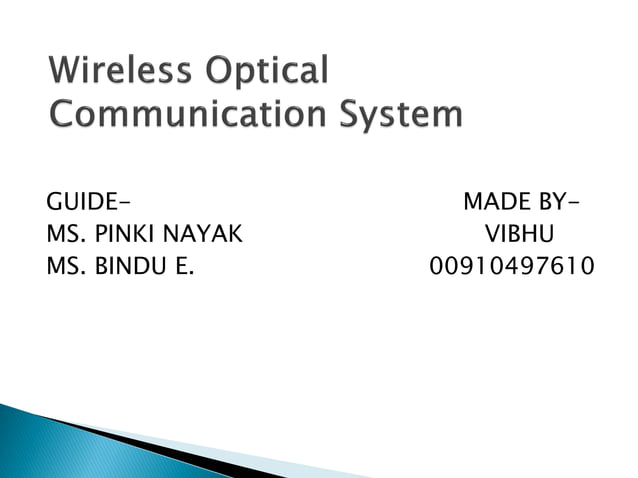 Wireless optical communication system | PDF | Computer Networking | Computing