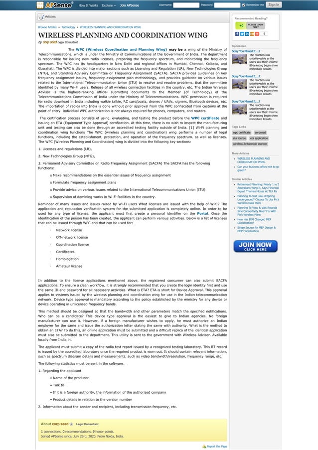 WIRELESS PLANNING AND COORDINATION WING | PDF | Telecommunications ...