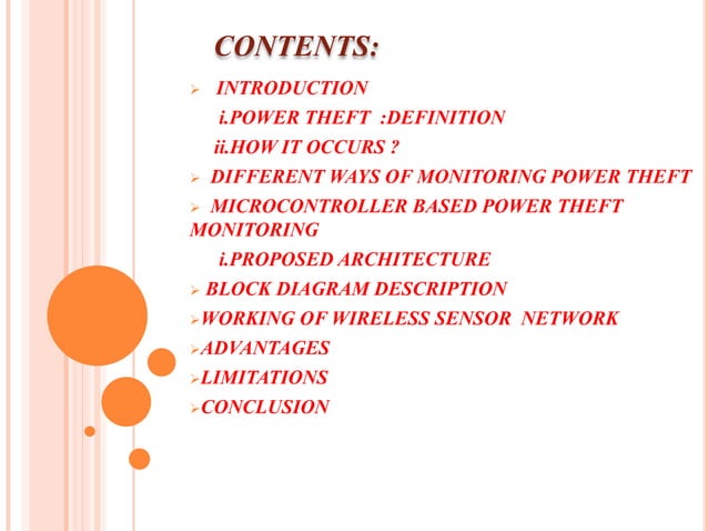 Wireless power theft monitoring | PPTX