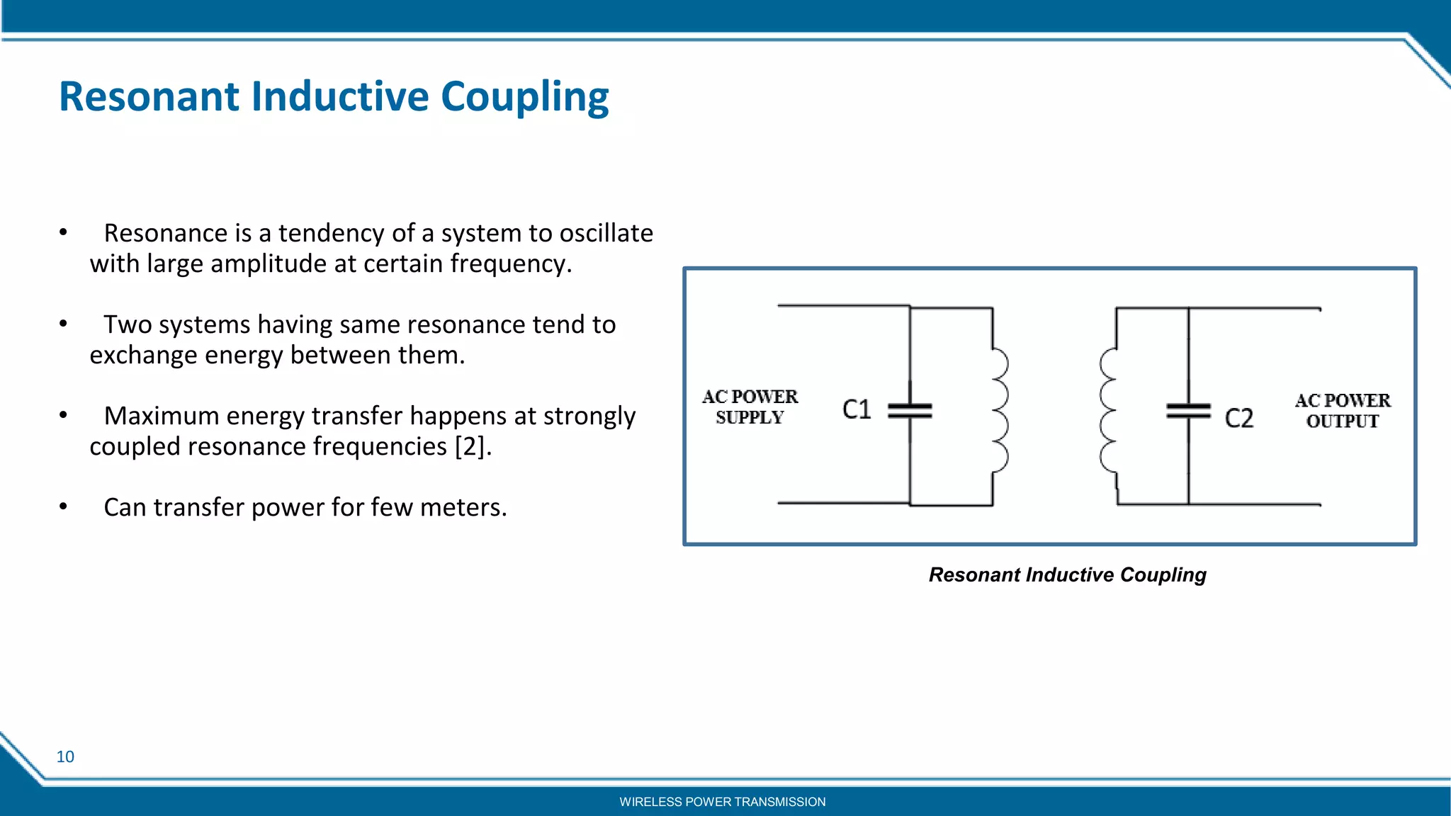 Wireless Power Transmission Using Resonant Inductive Coupling | PPTX