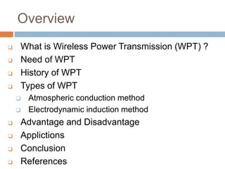 Wireless power transmission ppt | PPTX