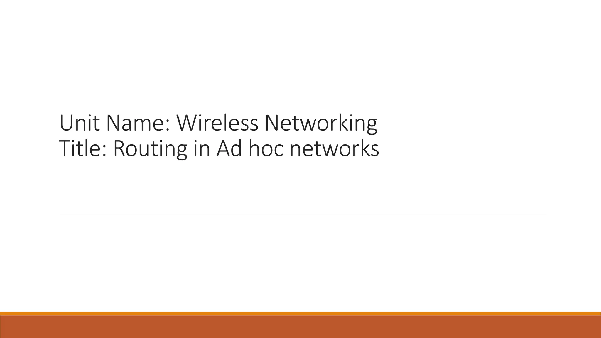 Routing In Ad Hoc Networks Pptx Computer Networking Computing