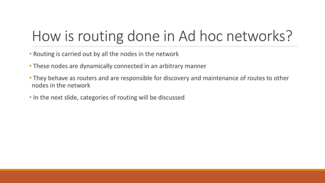 Routing in Ad hoc networks | PPTX | Computer Networking | Computing