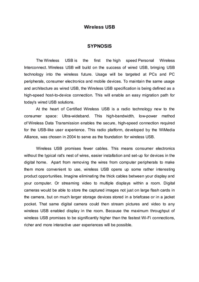 Wireless USB report | DOCX | Computer Peripherals | Computing