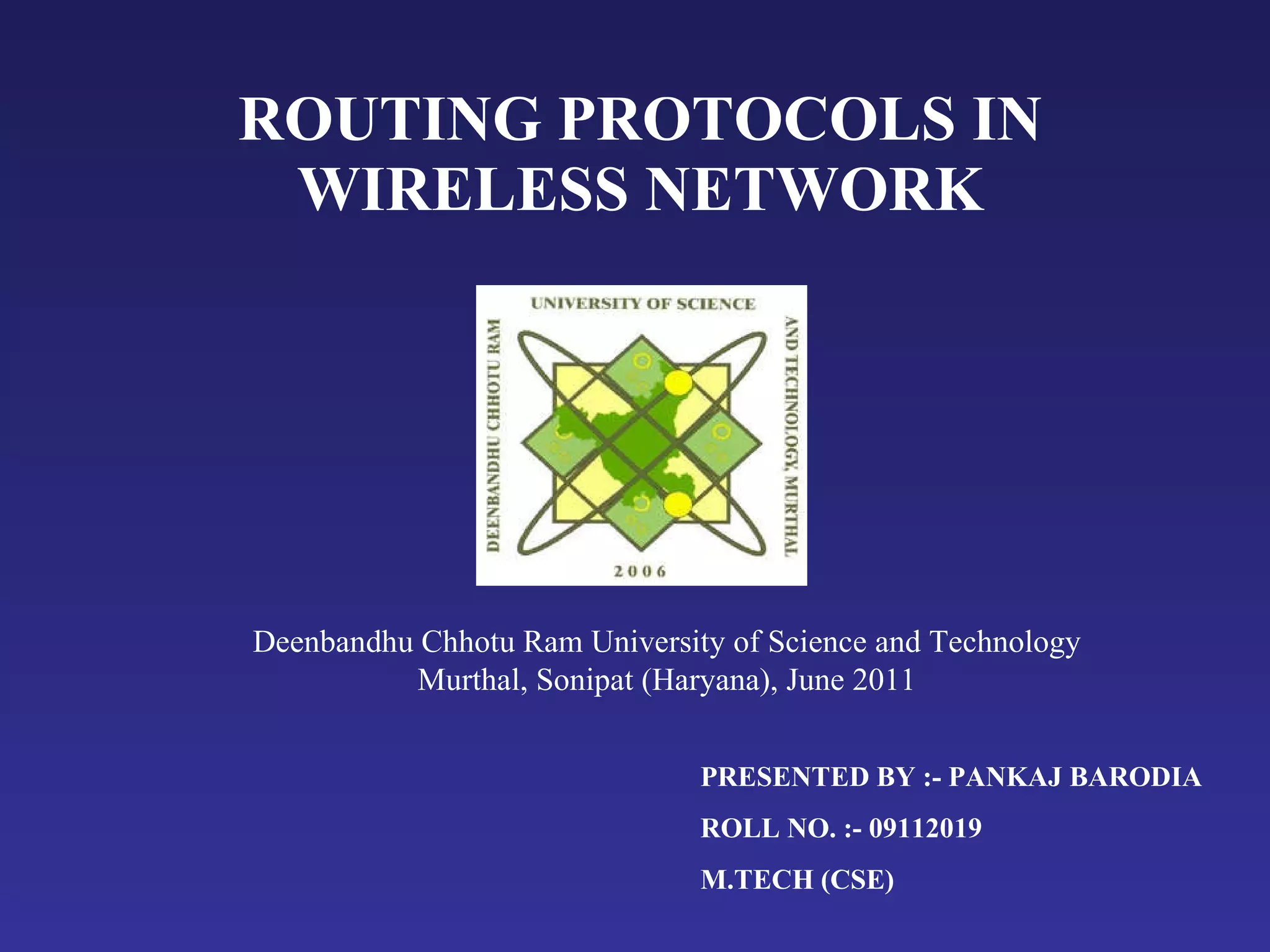 Wireless Routing Protocols Ppt Computer Networking Computing