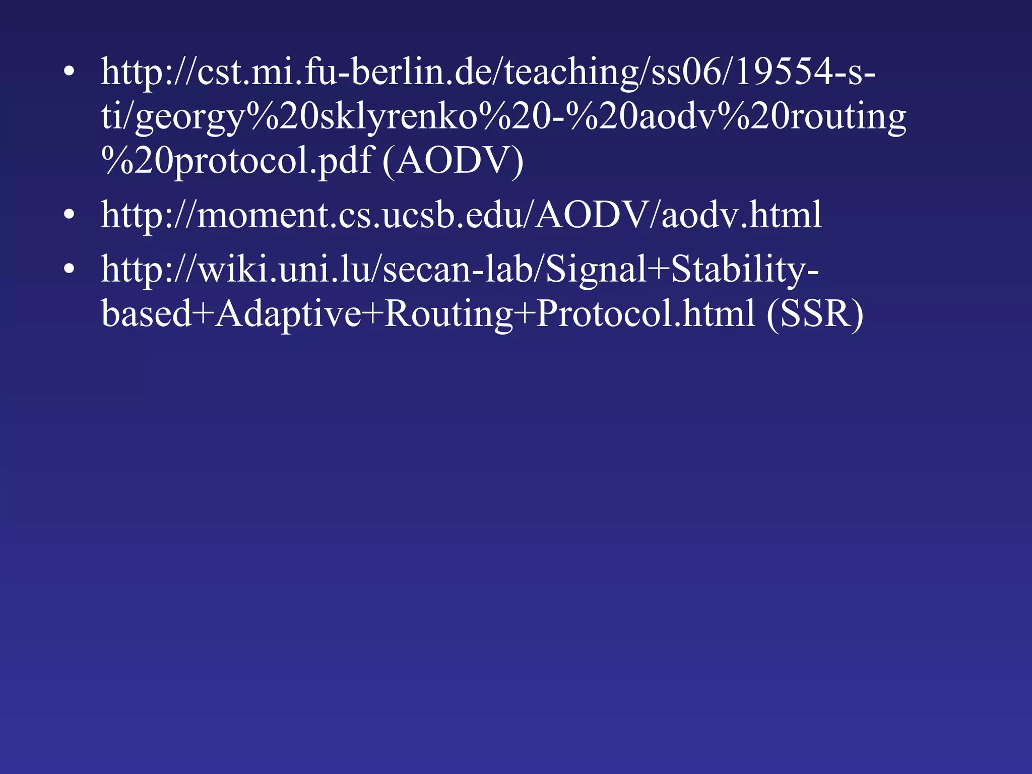 Wireless Routing Protocols Ppt