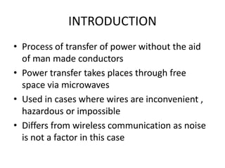 WIRELESS POWER TRANSFER USING MICROWAVES | PPTX