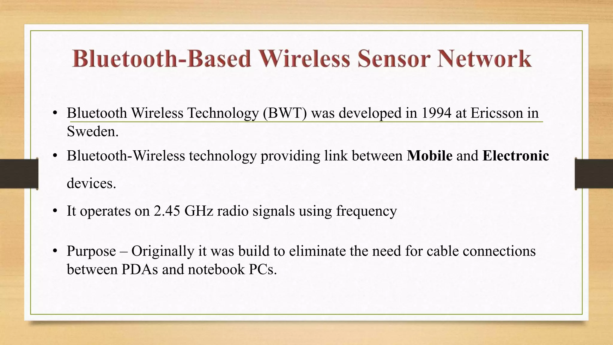 Wireless sensor network and tree topology network using BLE | PPTX