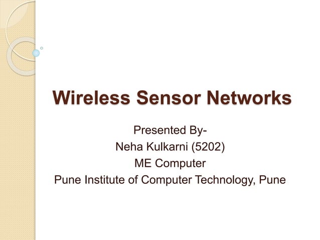 Wireless sensor network | PPT