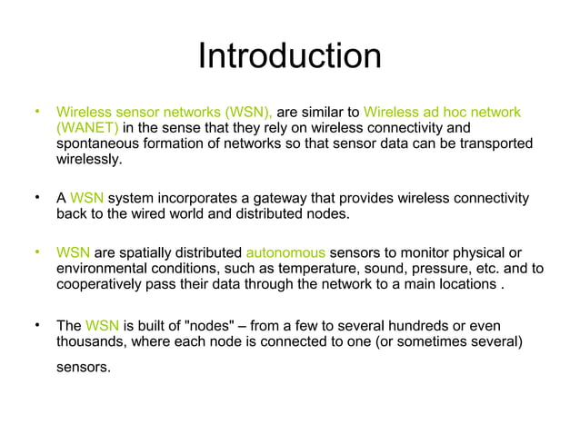 Wireless sensor network | PPT