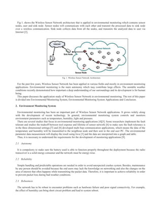 Wireless sensor network applications environment monitoring | PDF