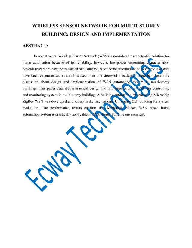 Wireless sensor network for multi storey building design and implementation | PDF