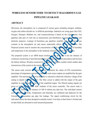 Wireless sensor node to detect hazardous gas pipeline leakage | PDF