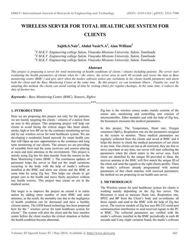 Wireless server for total healthcare system for clients | PDF
