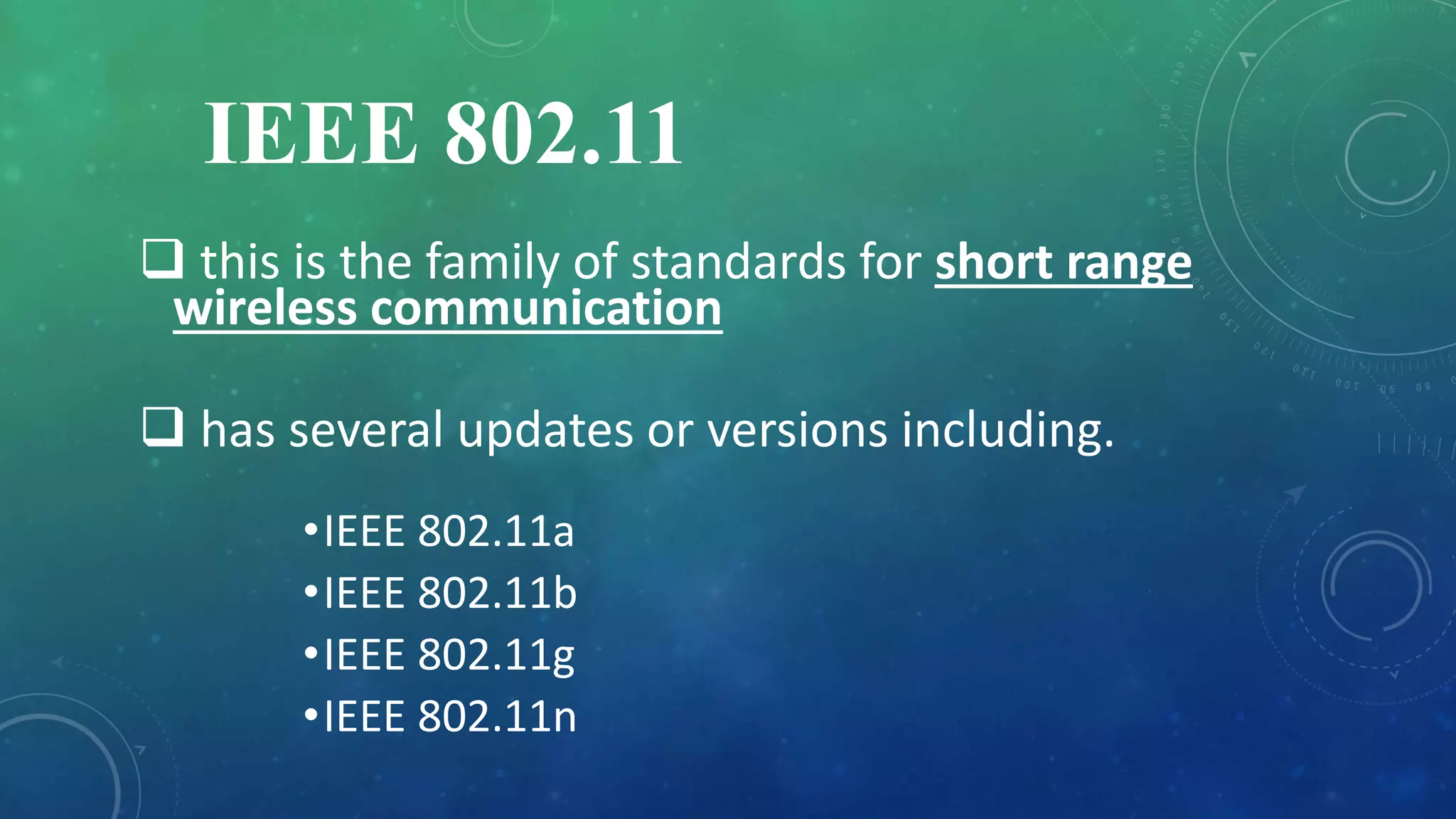 Wireless Standards & Technologies | PPTX