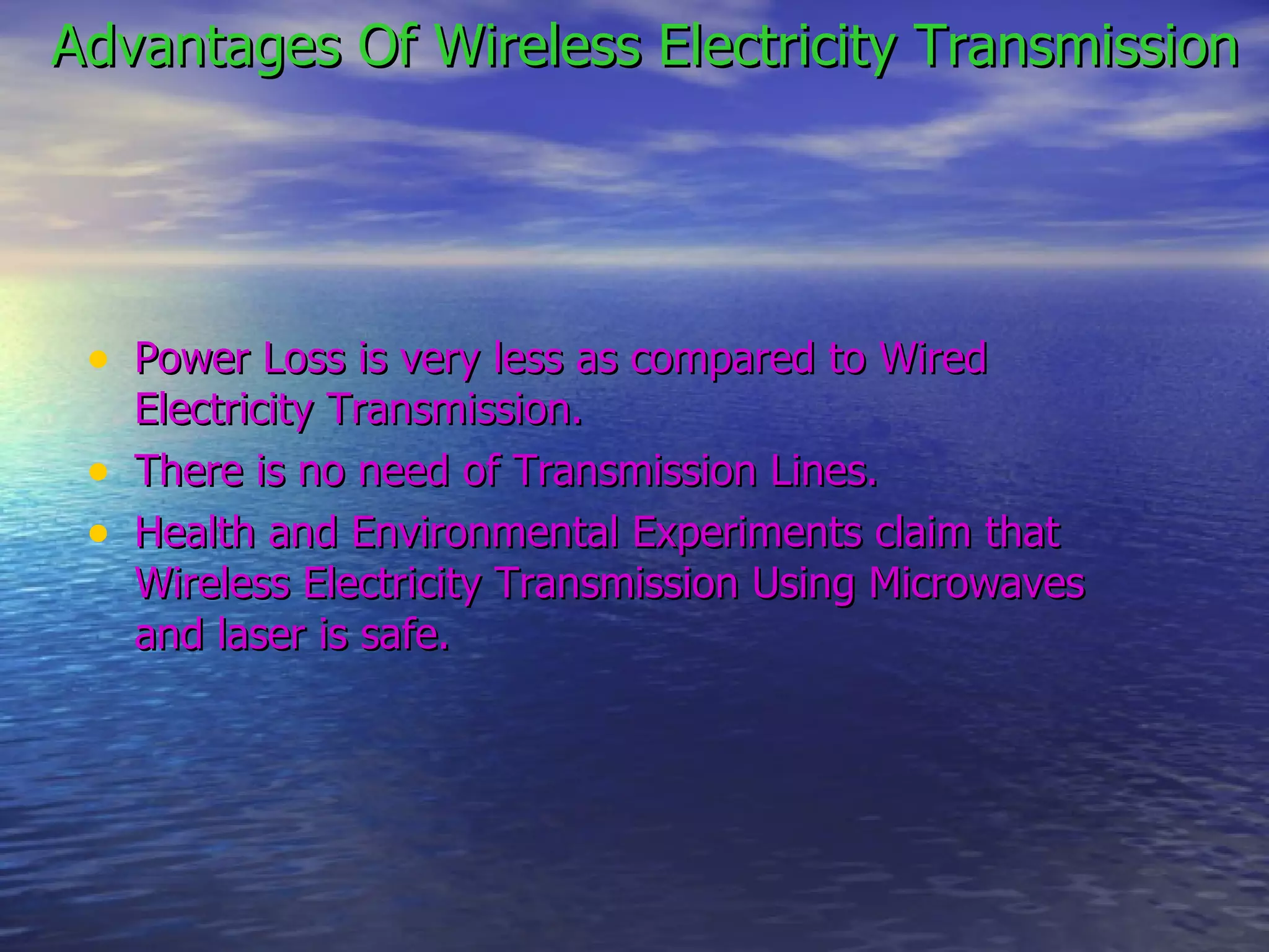 Wireless transmission of electricity | PPT