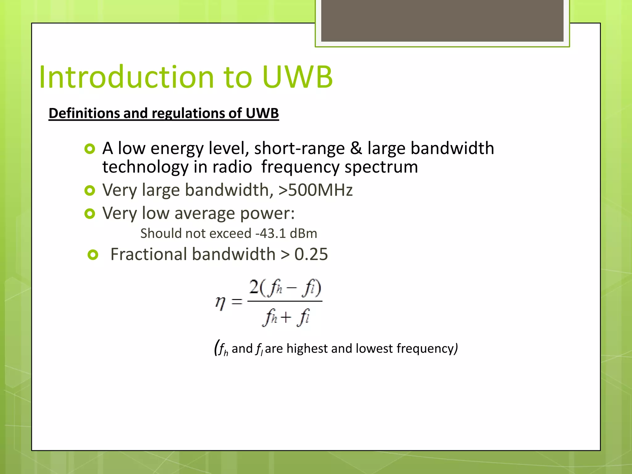 UWB and applications | PPTX