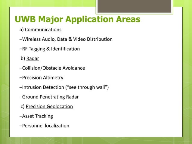 UWB and applications