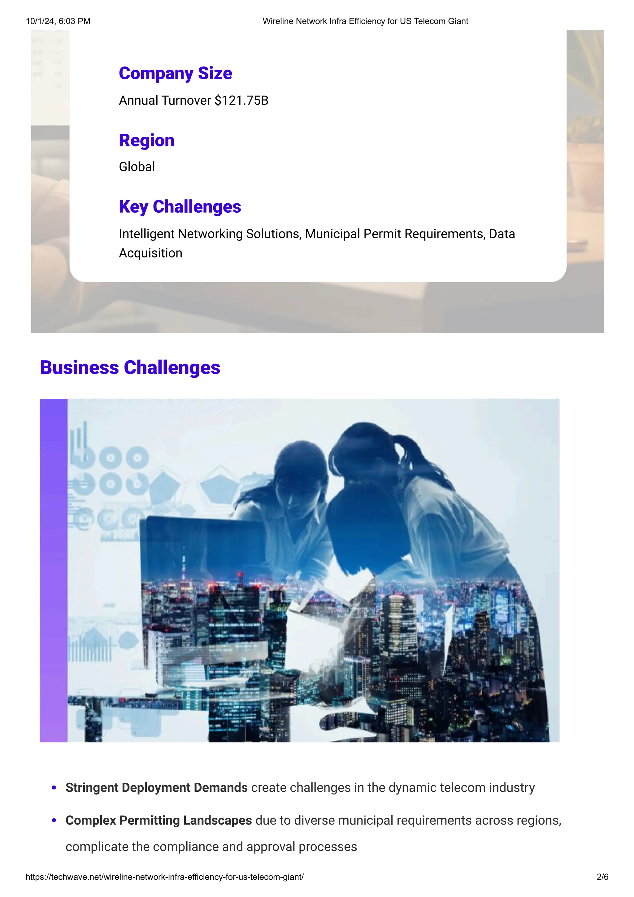 Wireline Network Infra Efficiency for US Telecom Giant.pdf | Free Download
