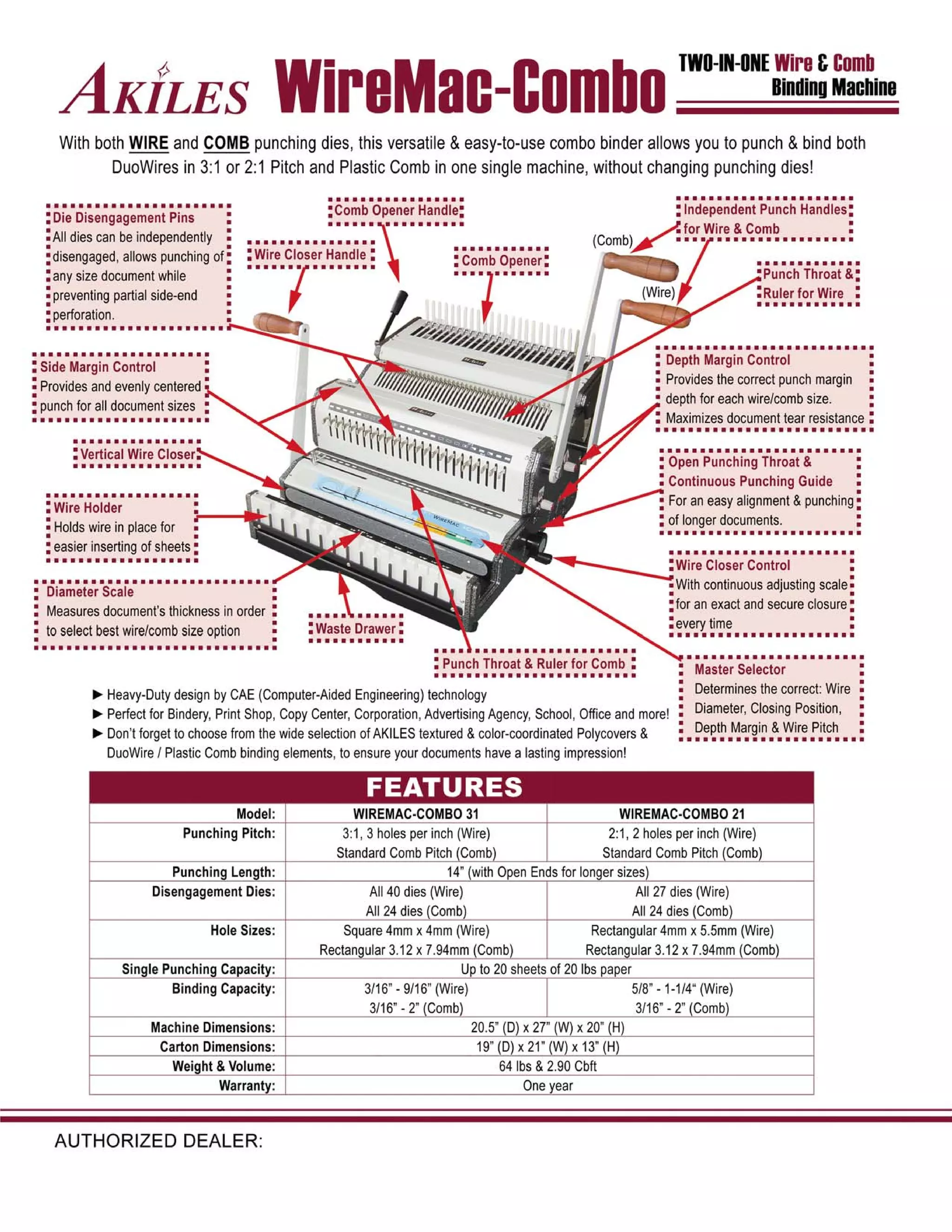 Wire mac combo akiles wire binding machine | PDF