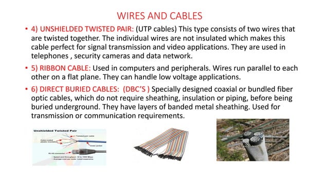 WIRES AND CABLES -building services t.y.b.arch. | PPT
