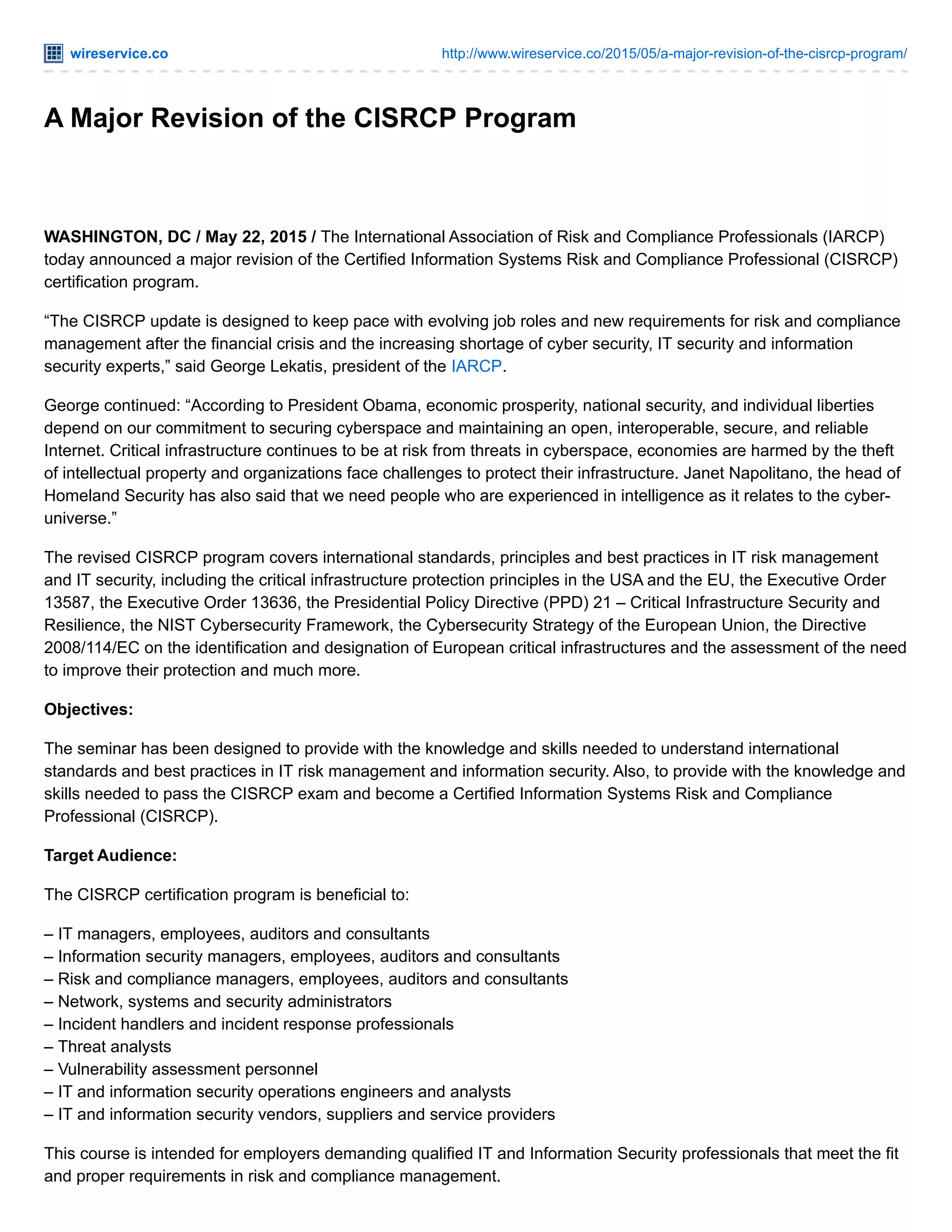 A Major Revision of the CISRCP Program | PDF | Information and Network Security | Computing