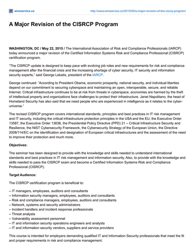 A Major Revision of the CISRCP Program | PDF