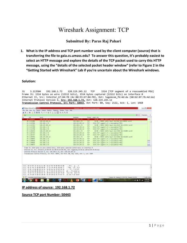 Wireshark TCP Trace | PDF