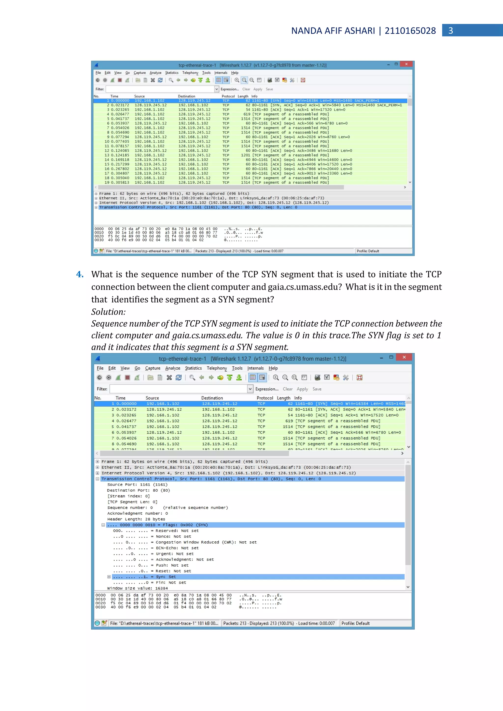 Wireshark tcp - 2110165028 | PDF