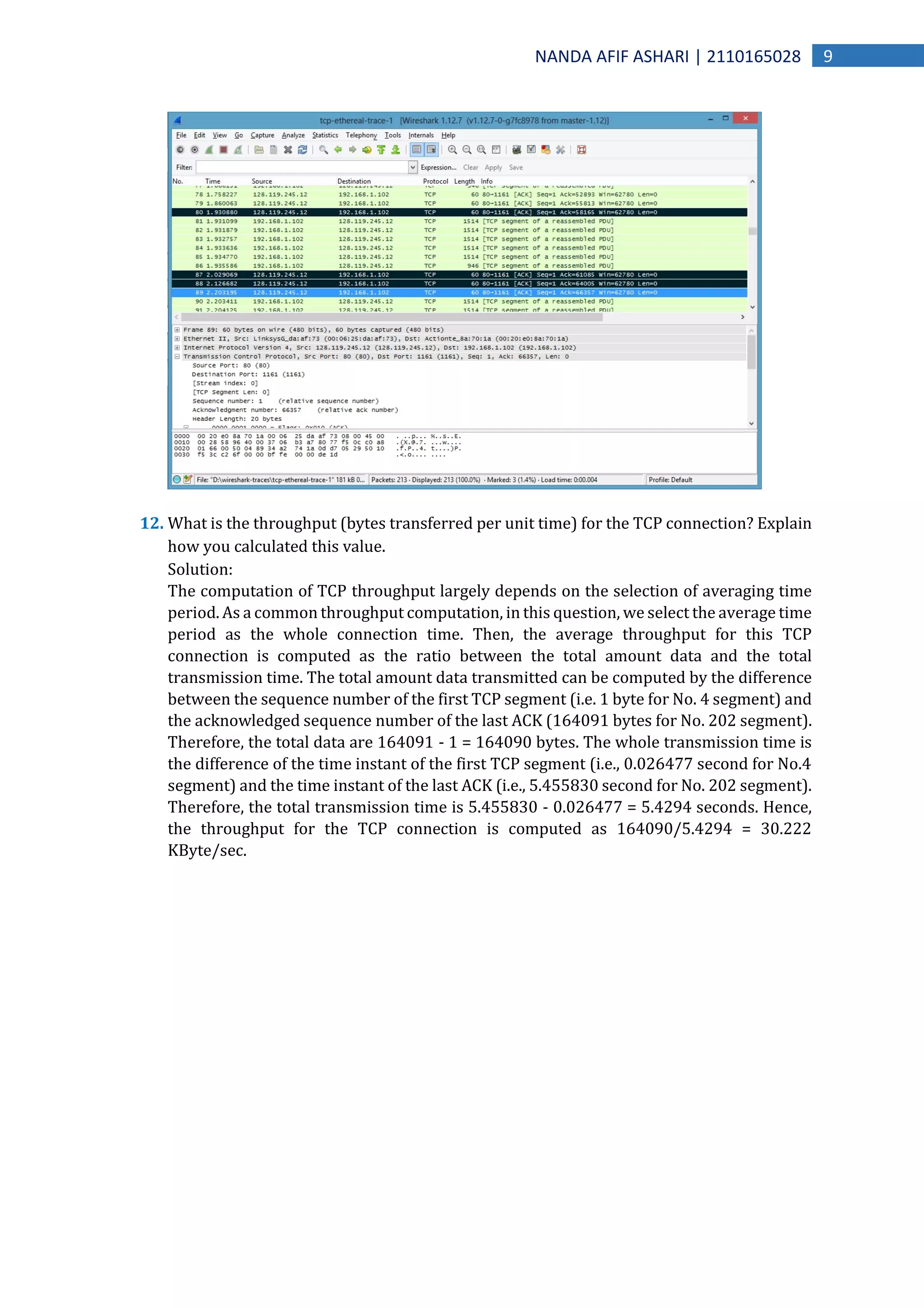 Wireshark tcp - 2110165028 | PDF