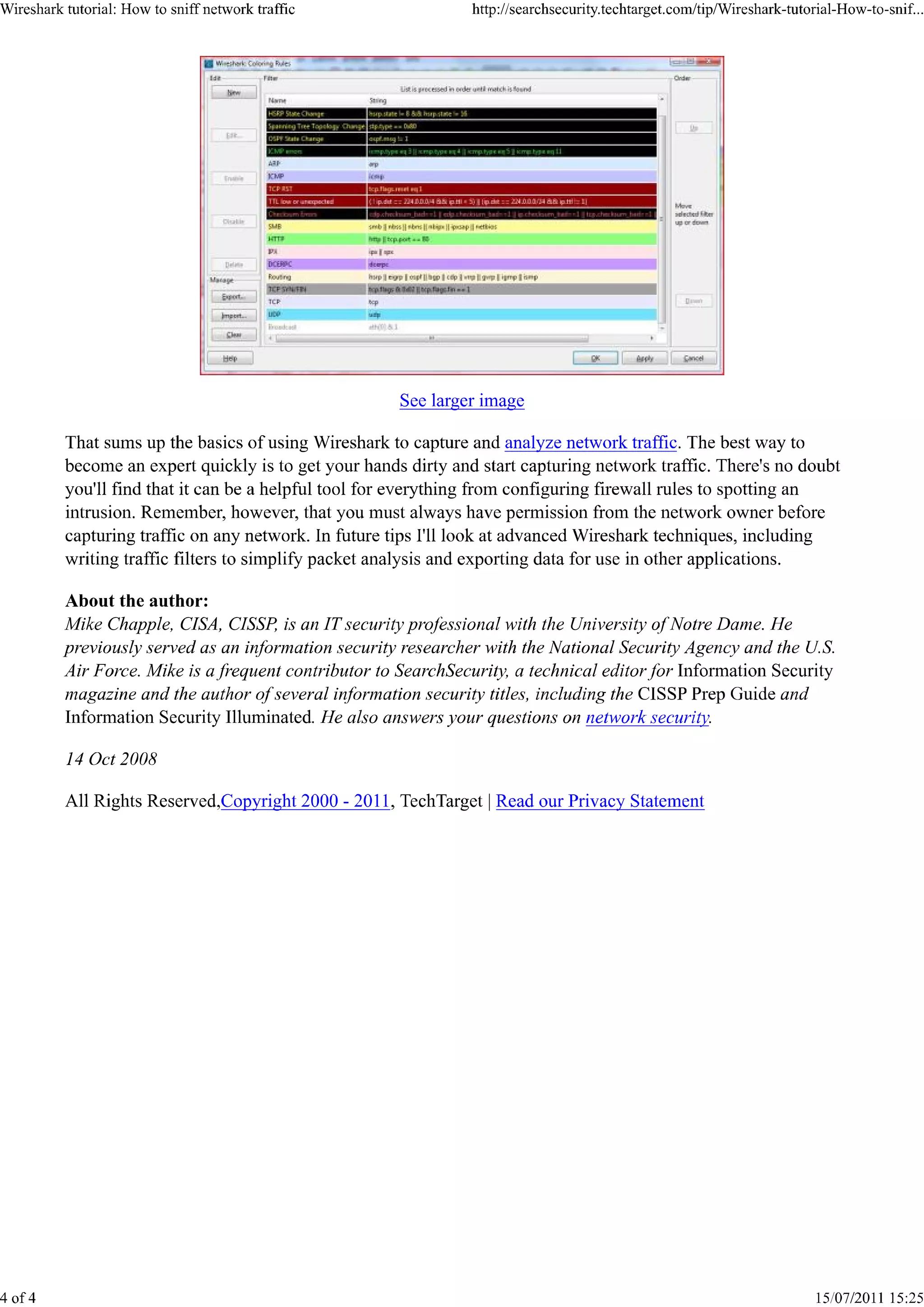 Wireshark Tutorial How To Sniff Network Traffic Pdf