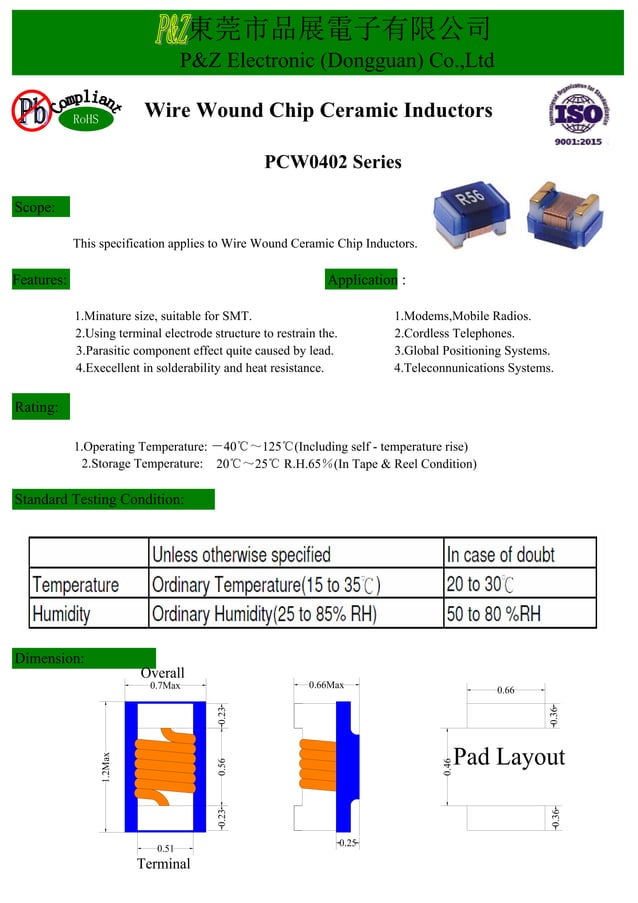 Wire wound chip ceramic inductors 0402 | PDF